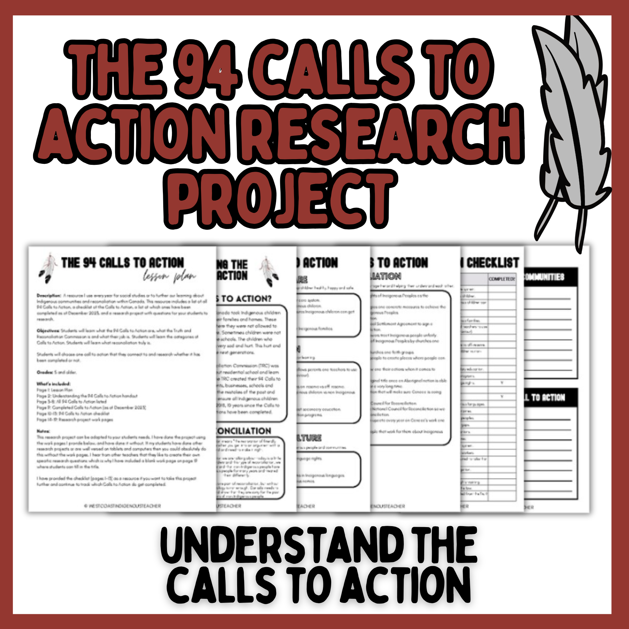 94 Calls to Action Project - Intermediate Social Studies Canada - West ...