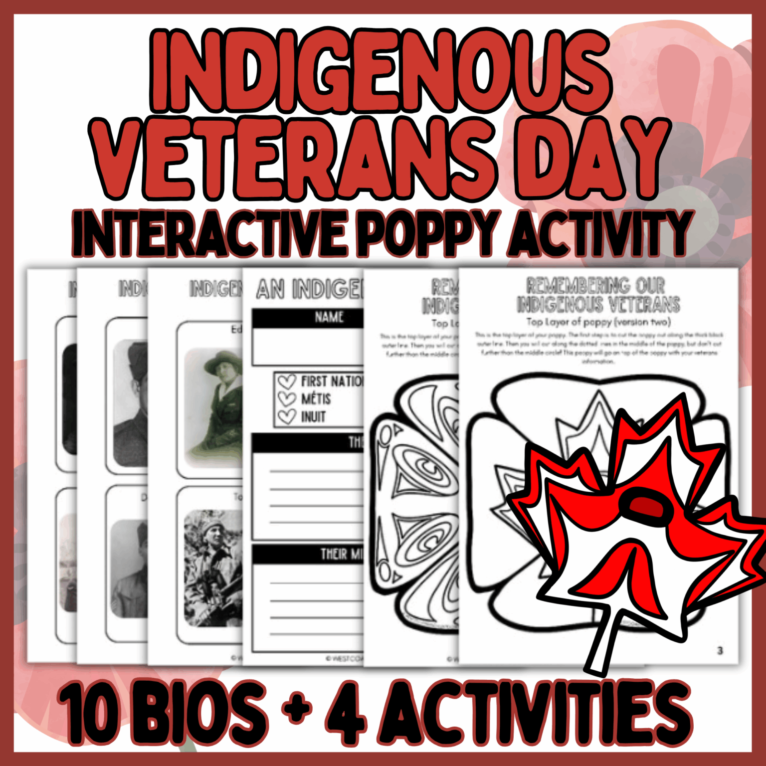 Indigenous Veterans Remembrance Day in Canada - Interactive Poppy Craft ...