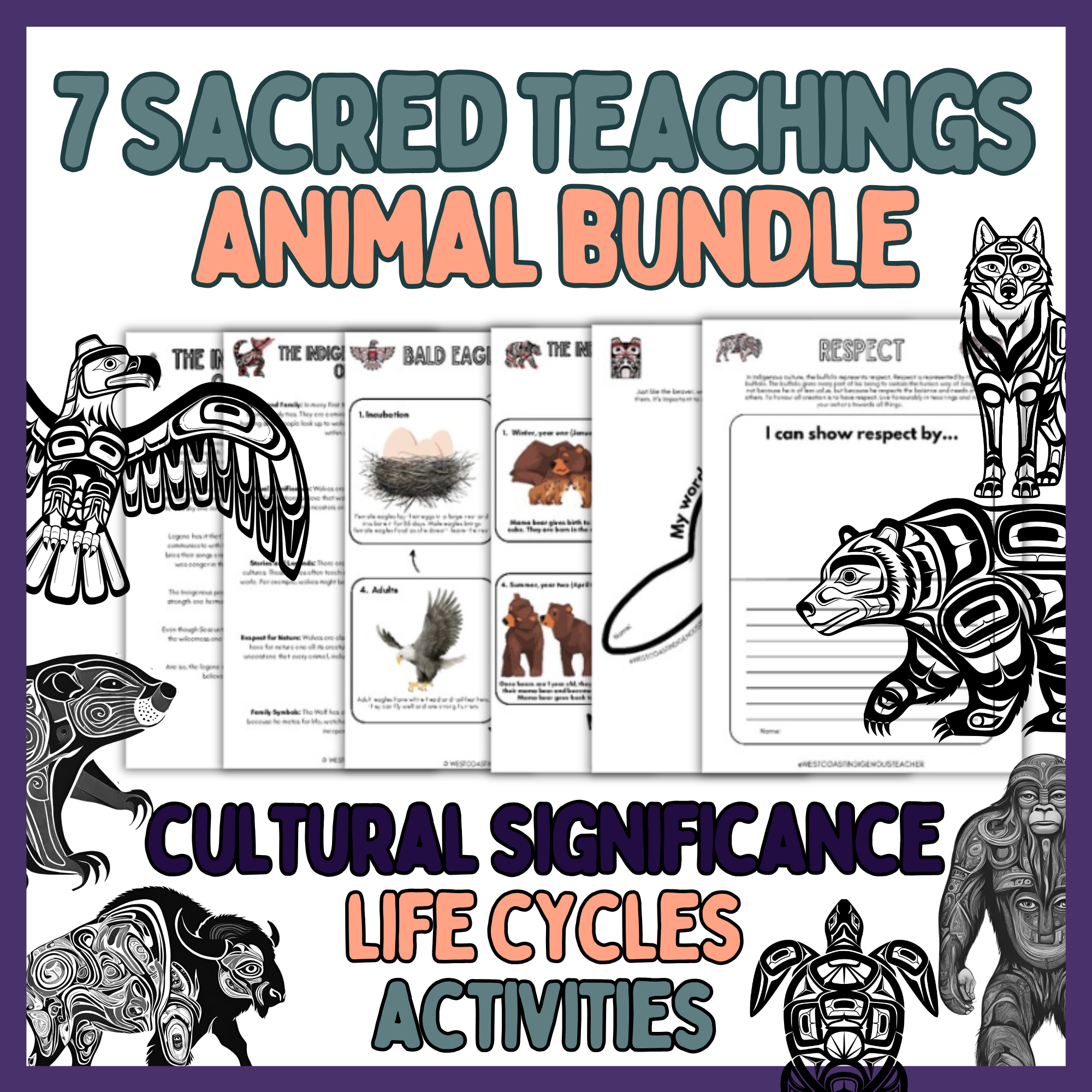 7 Sacred Teachings Animal BUNDLE - Indigenous Culture, Animal Life ...