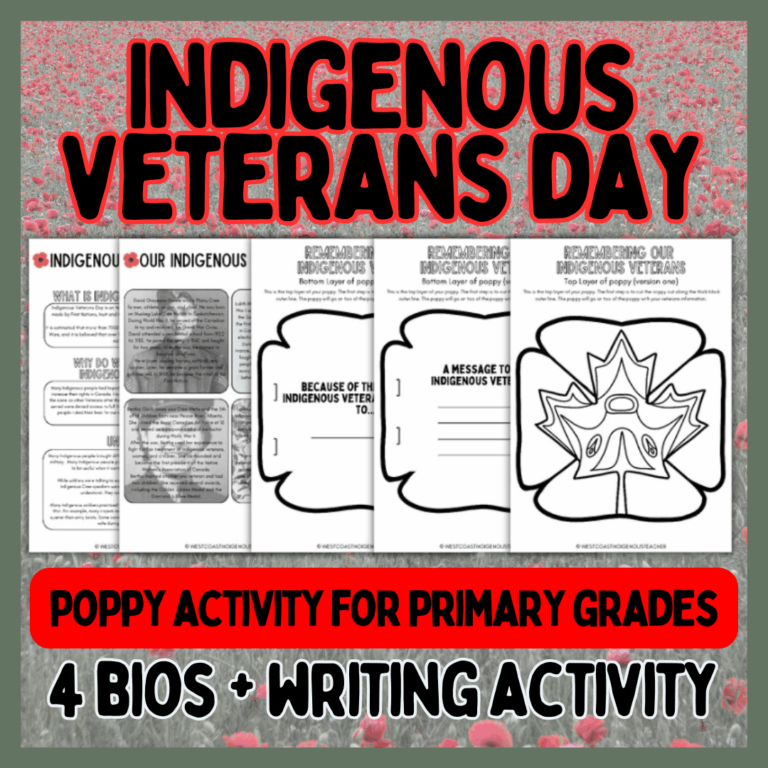 Indigenous Veterans Remembrance Day in Canada - Poppy Writing Activity ...