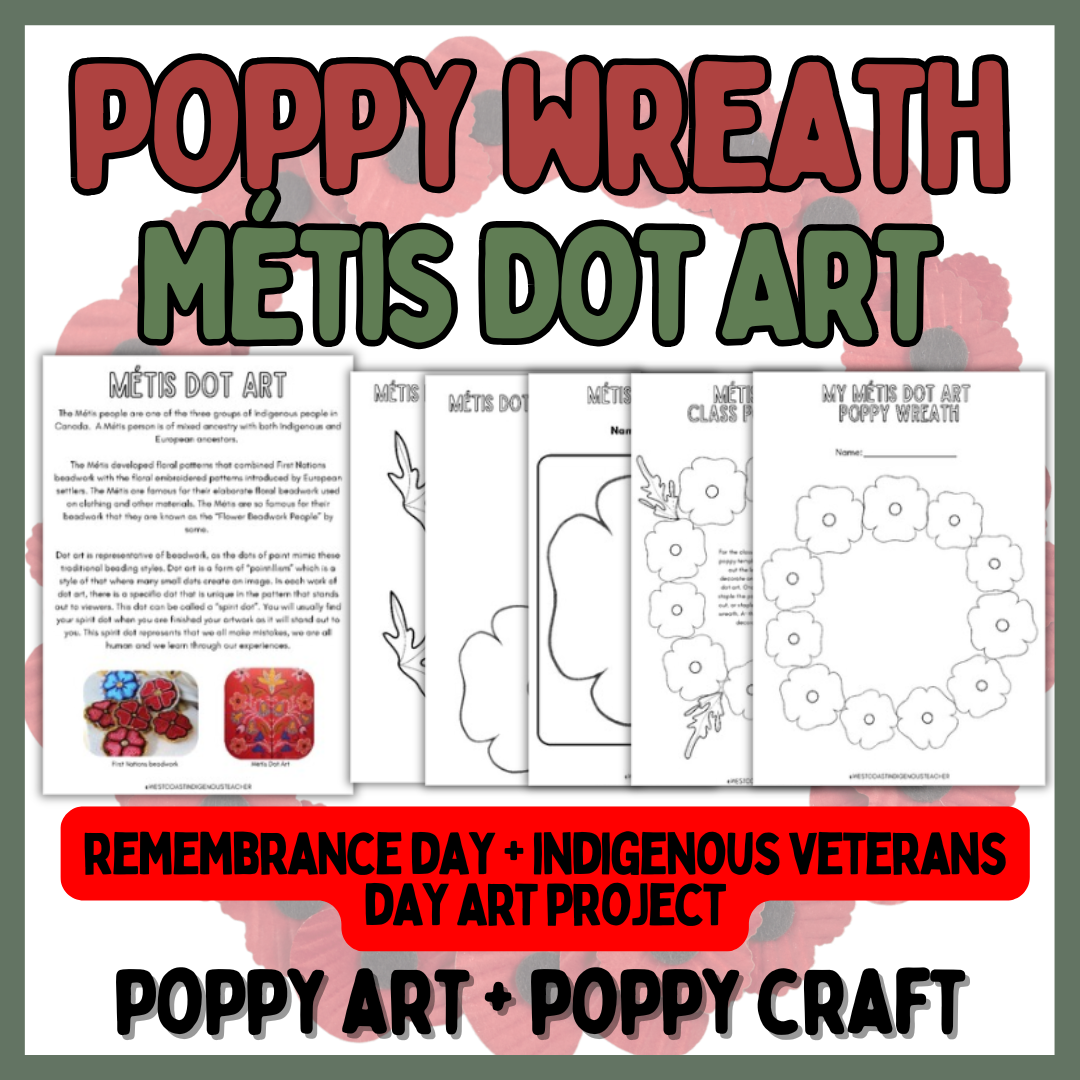 Poppy Wreath - Poppy Craft - Métis Dot Art - Remembrance Day Canada ...